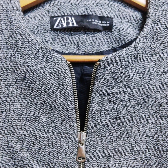Zara | Jackets & Coats | Nwt Zara Navy Blue Herringbone Zipup Frock ...